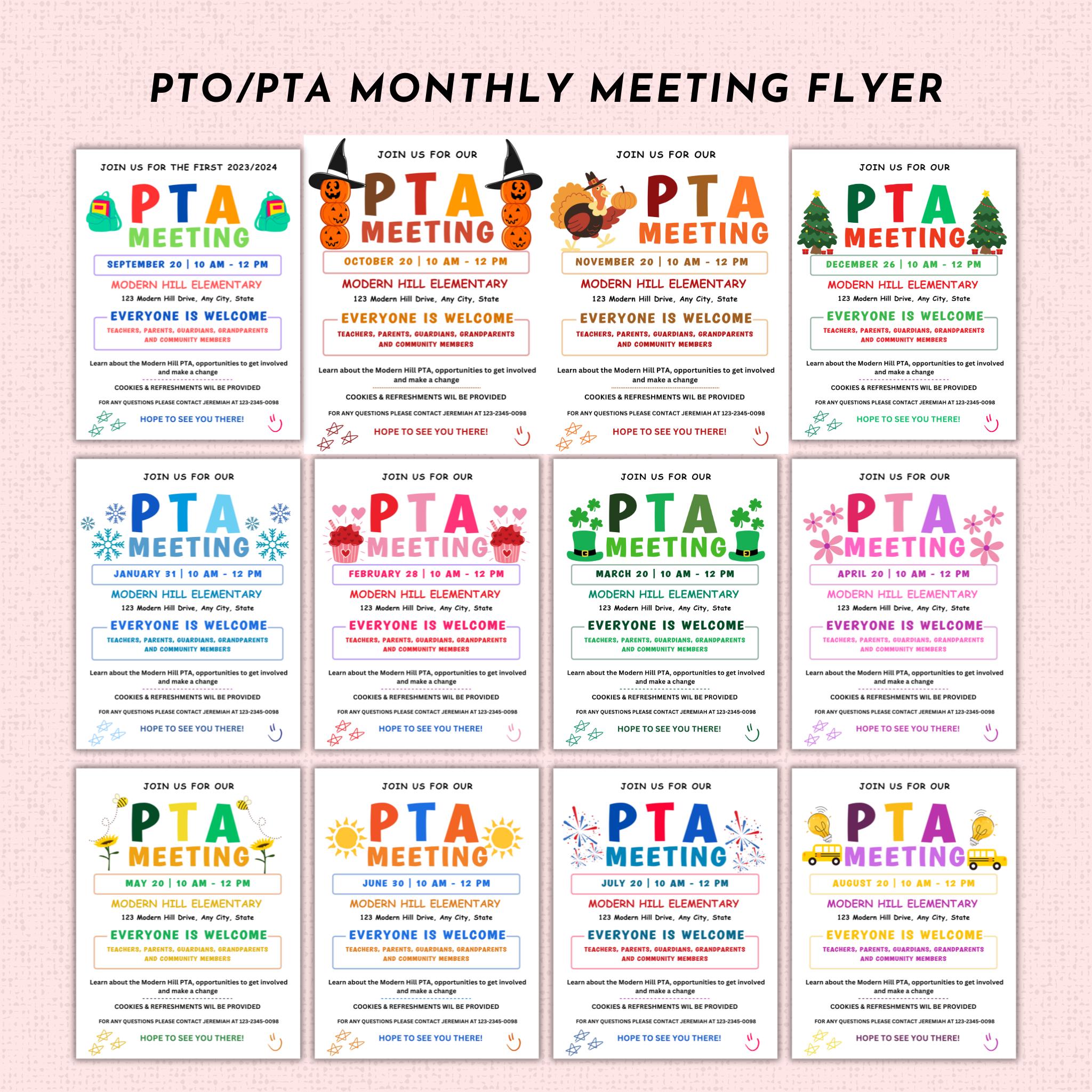 Ultimate PTO PTA Flyer/form Template Bundle - Editable Recruitment ...