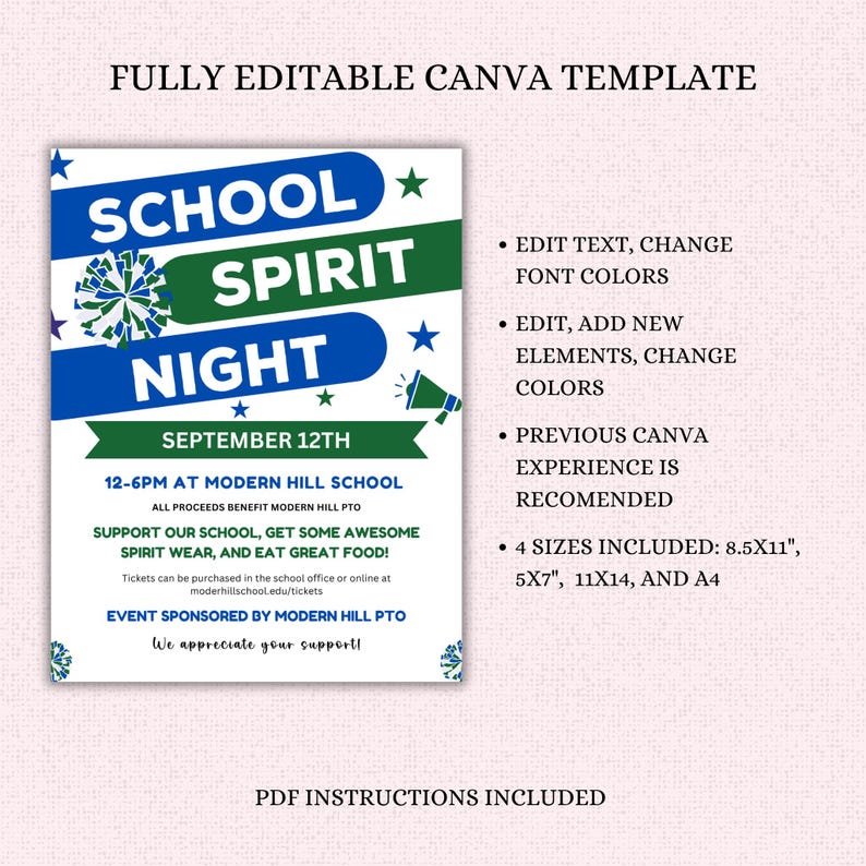 Editable School Spirit Night Flyer, School Spirit Night Party ...
