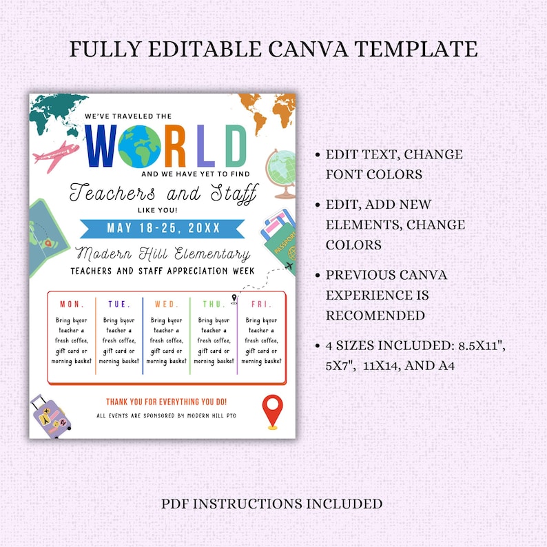 International Theme Teacher Appreciation Week Flyer, Around the World ...