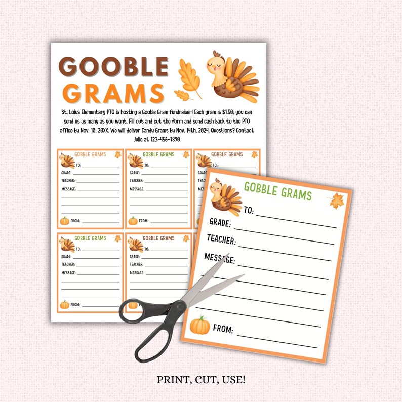 Gooble Thanksgiving Gram Flyer - Thankful Grateful for You Candy Gram ...