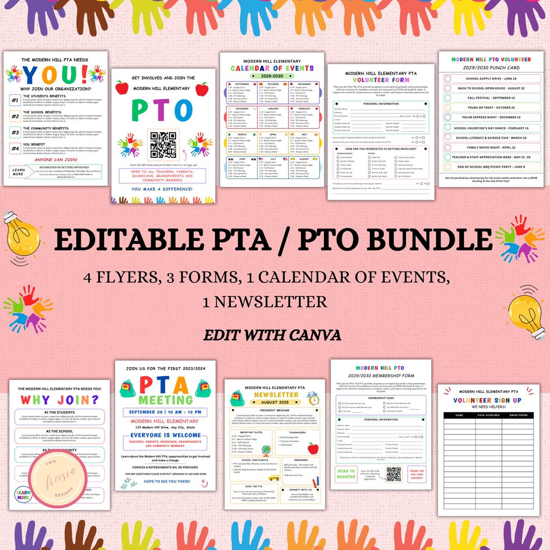 PTO PTA Flyer/form Template Bundle - Editable Canva Recruitment ...