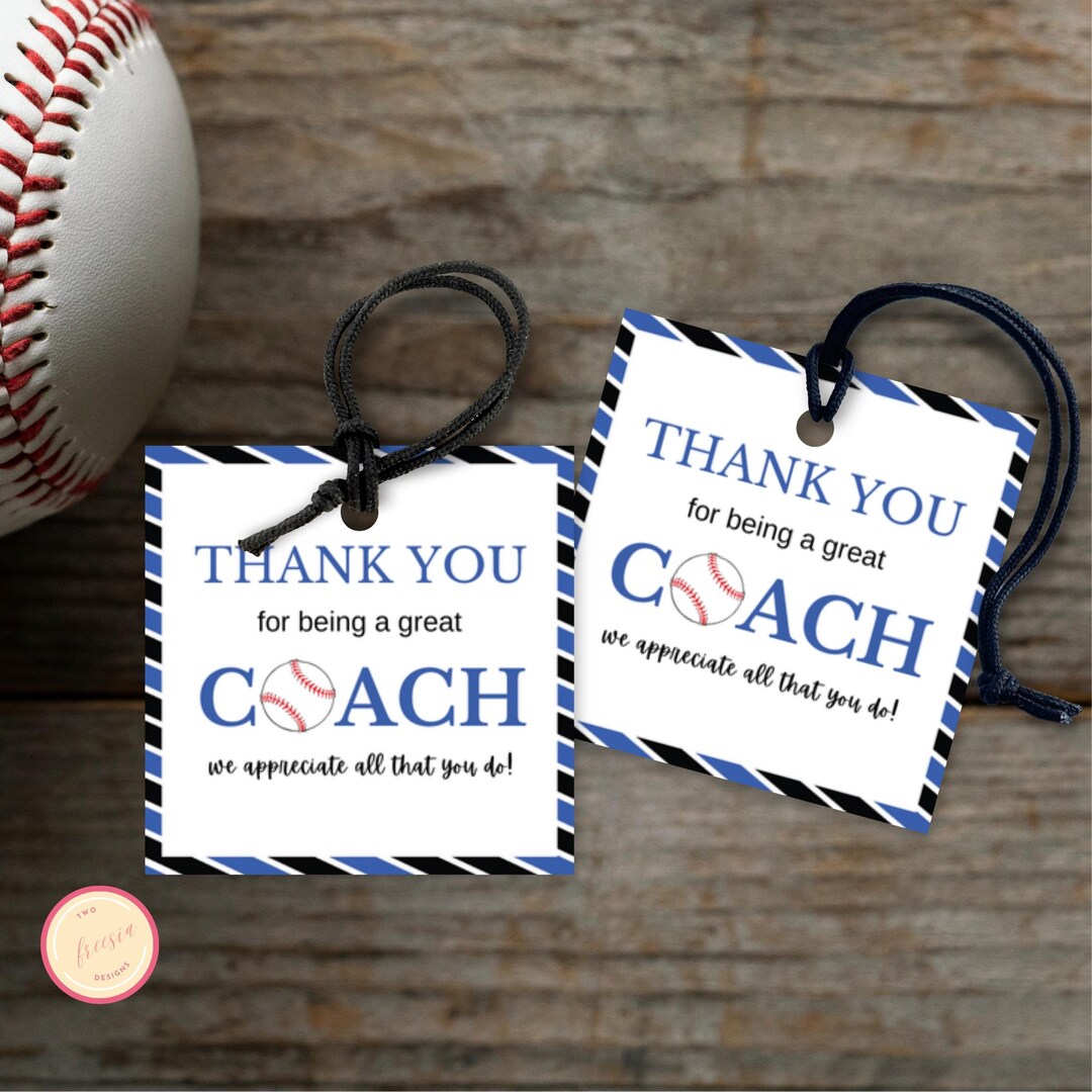 Baseball Coach Appreciation Gift Tag - Thank You Coach Gift Tags - 3x3 ...