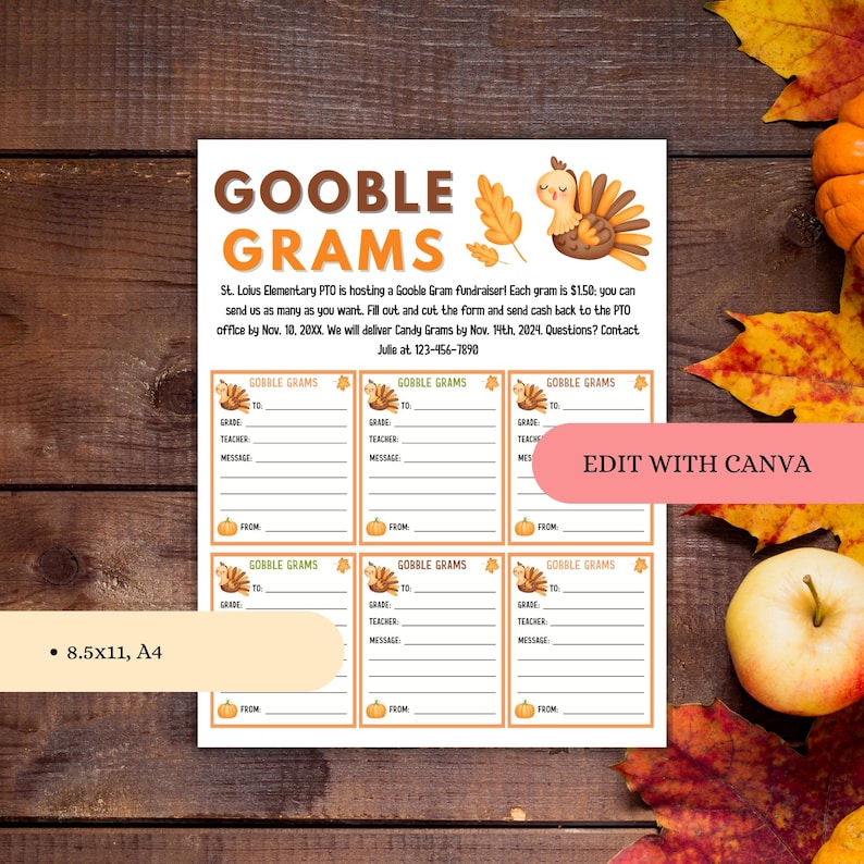 Gooble Thanksgiving Gram Flyer - Thankful Grateful for You Candy Gram ...