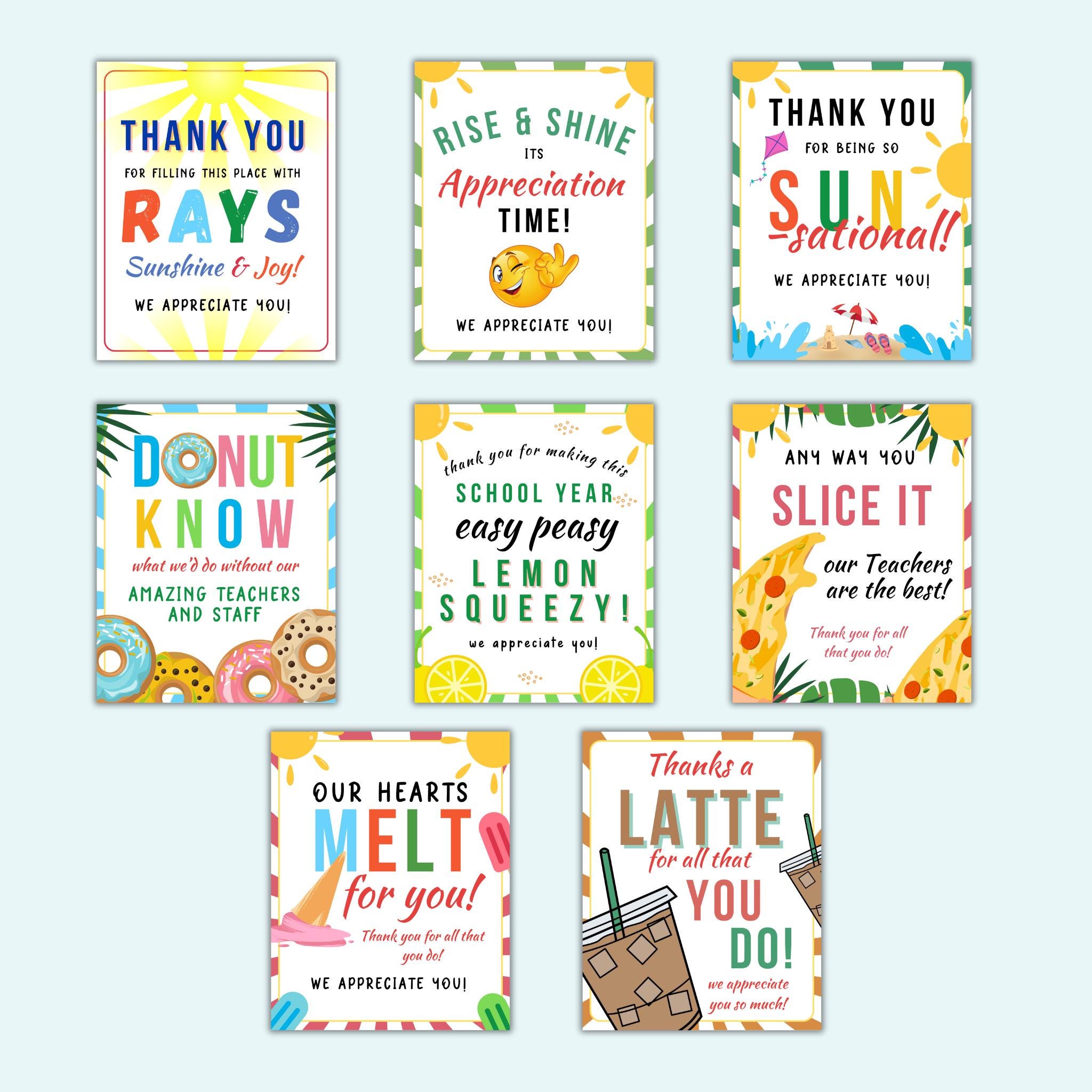 Beach Summer Theme Teacher and Staff Appreciation Week Poster Bundle ...
