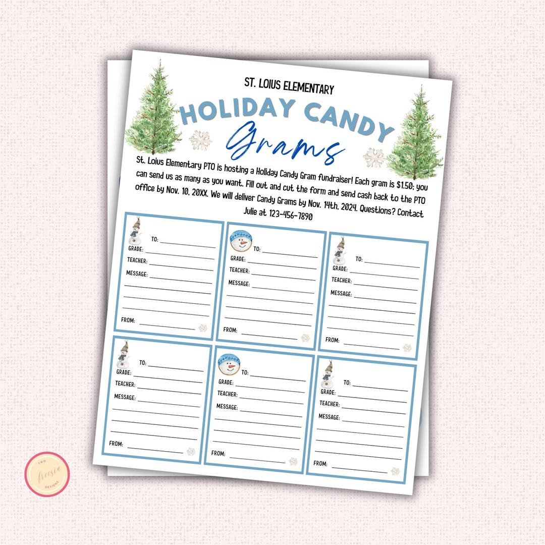 Editable Holiday Candy Cane Gram Template - Holiday Christmas Grams ...