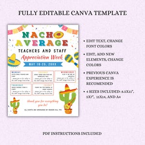 Nacho Average Teacher Appreciation Week Flyer, Mexican-themed Itinerary ...
