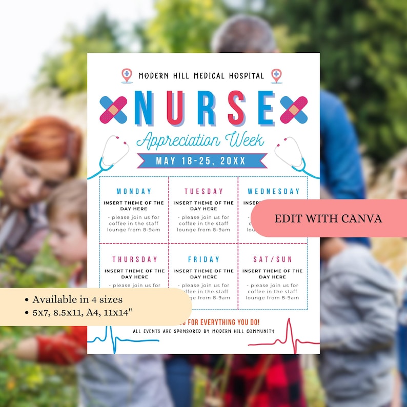 Nurse Appreciation Week Flyer, Itinerary Flyer, Canva Poster, Editable ...