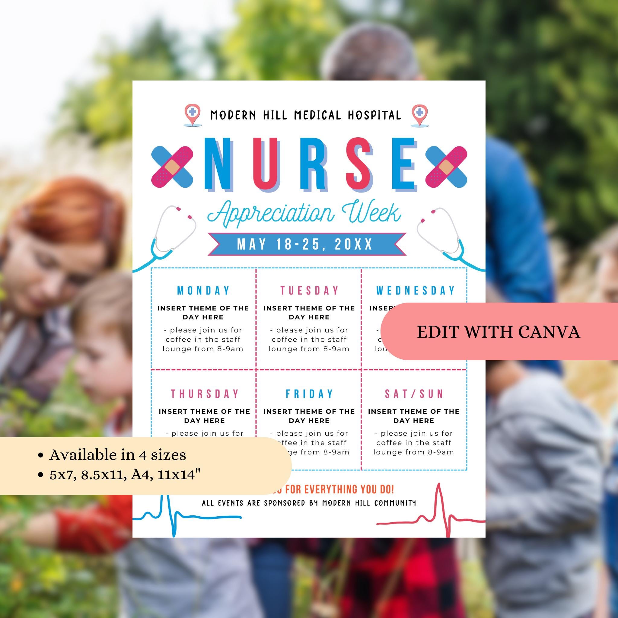 Nurse Appreciation Week Flyer, Itinerary Flyer, Canva Poster, Editable ...