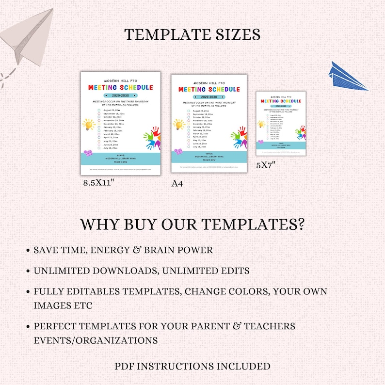 PTO PTA Meeting Schedule Template - Editable PTA Meeting Flyer Template ...