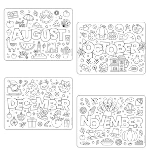 Monthly Coloring Pages - Etsy