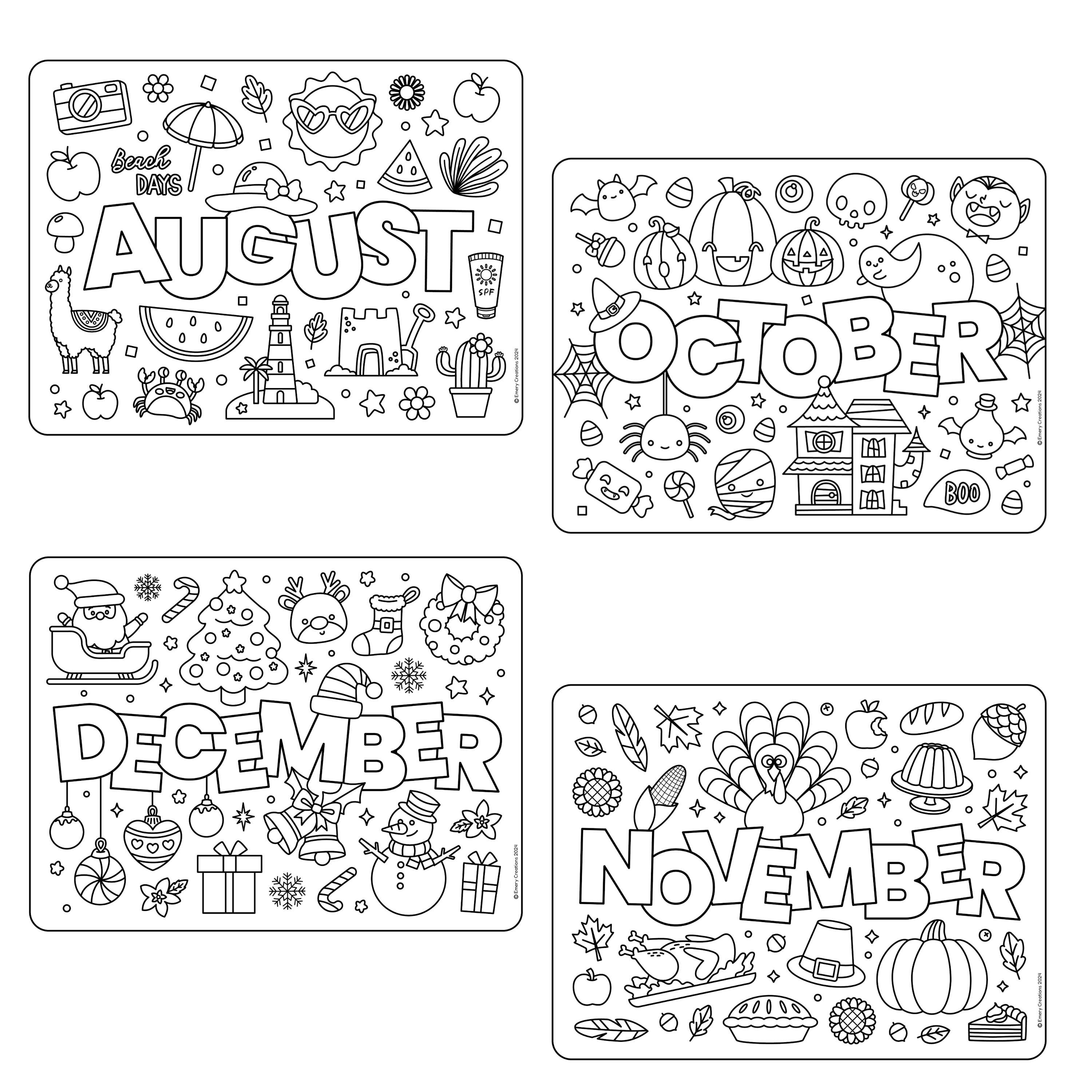 Monthly Coloring Pages - Etsy