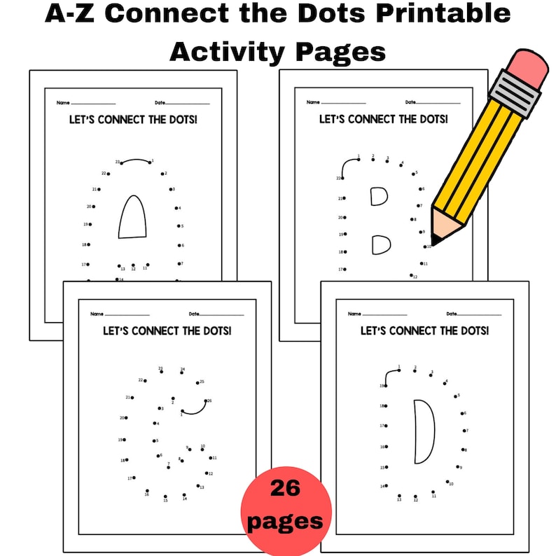 A-Z Connect the Dots Printable Activity Pages - Etsy