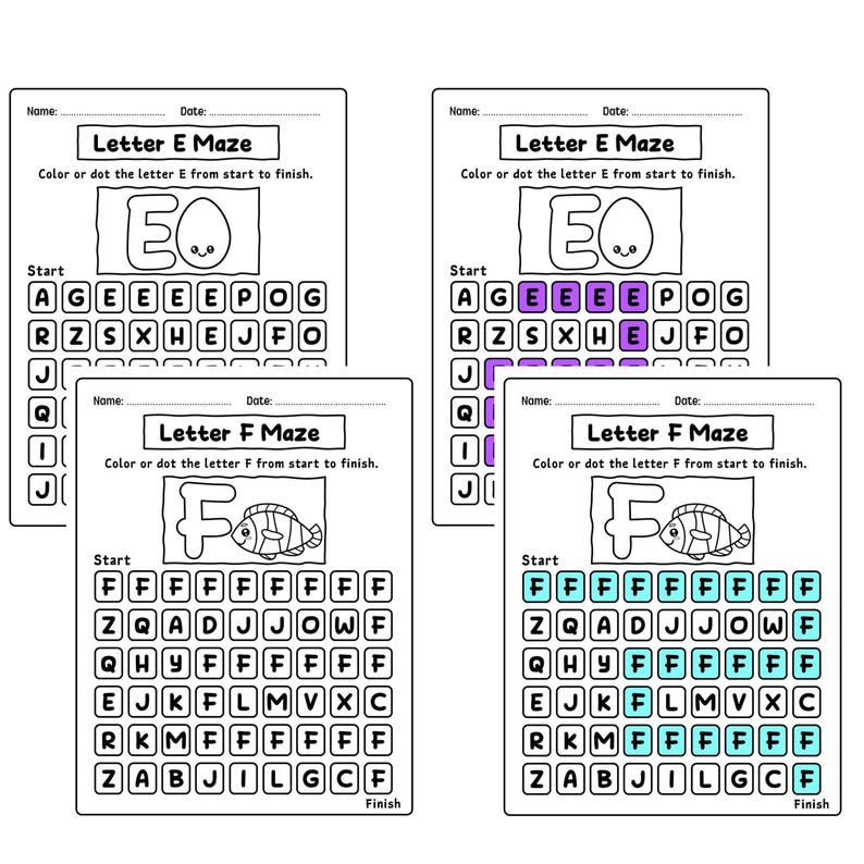 Alphabet Maze Worksheets - Etsy
