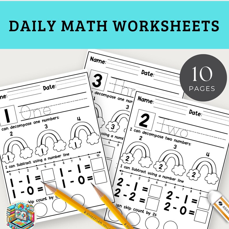 Daily Math Worksheets - Etsy