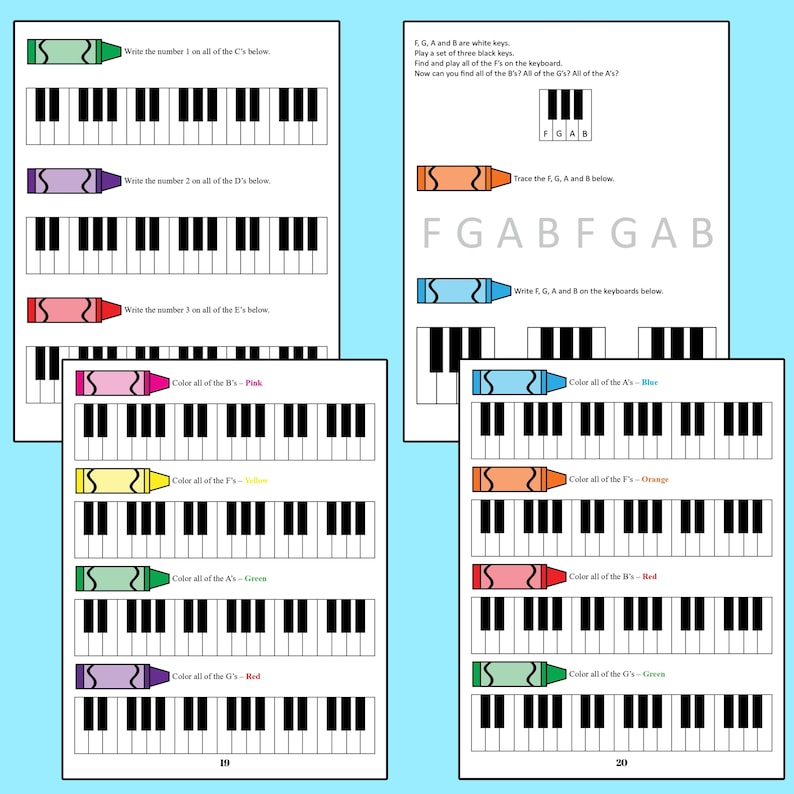 Beginner Piano Worksheets for Kids | Printable Music Activities for ...