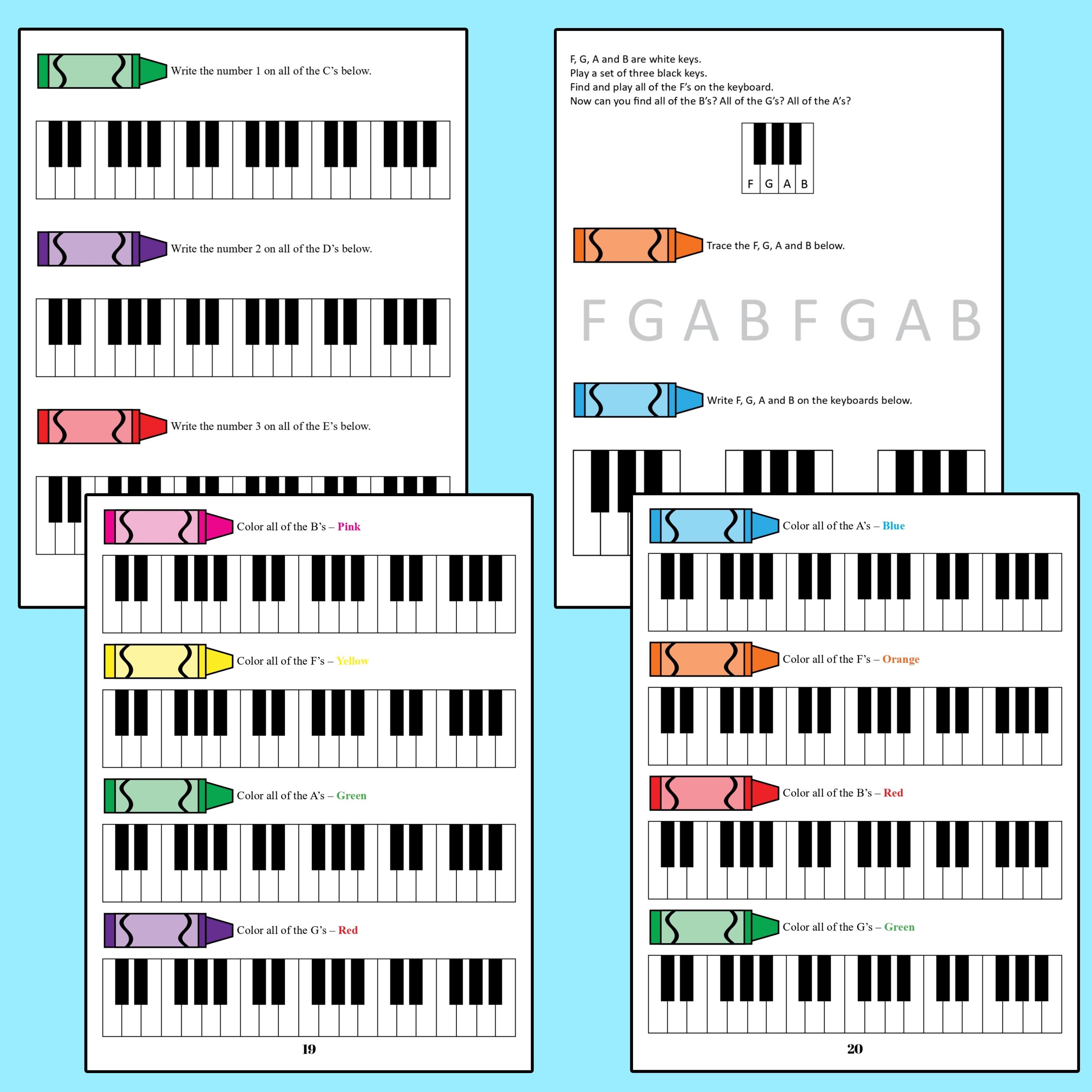 Beginner Piano Worksheets for Kids | Printable Music Activities for ...