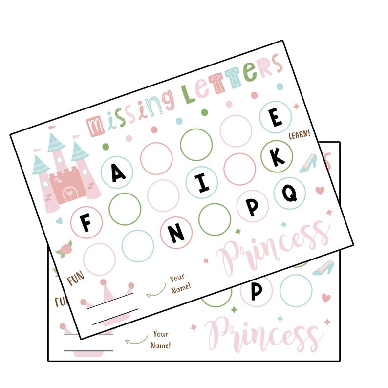 Alphabet: Missing Letters princess Theme - Etsy
