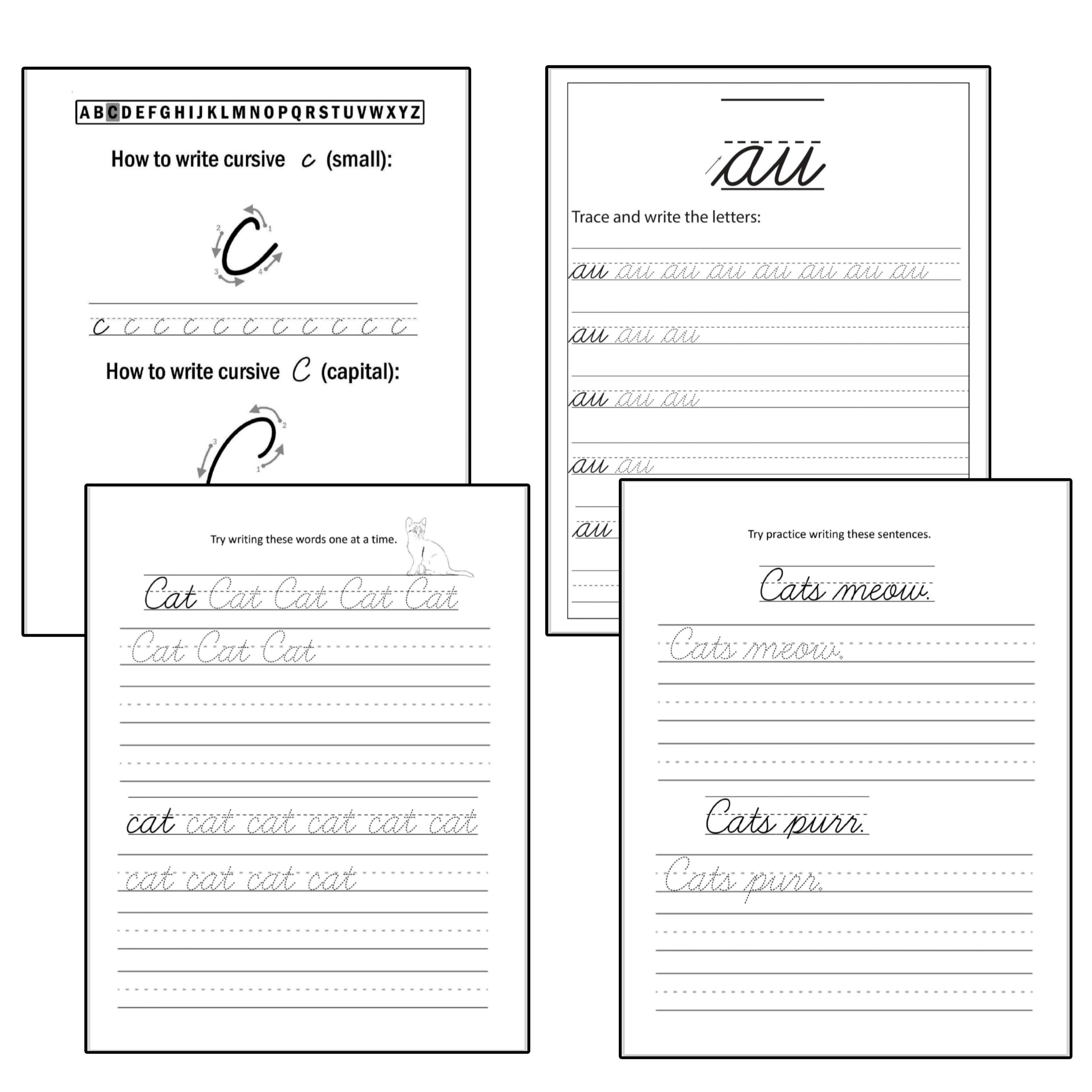 Cursive Handwriting Workbook | Learn American Cursive - Etsy