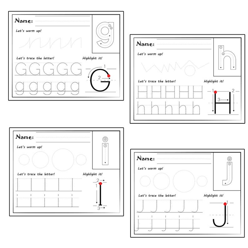 Alphabet Tracing and Letter Writing Worksheets - Etsy