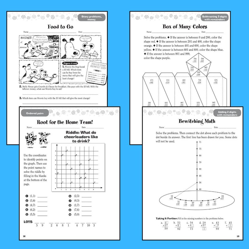 Printable Math Workbook Grade 4 | Multiplication, Division, Fractions ...