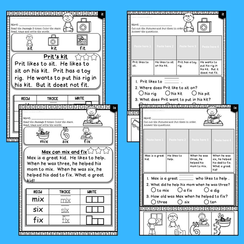 Phonics Reading Comprehension Passages and Activities | Vowel Sounds ...
