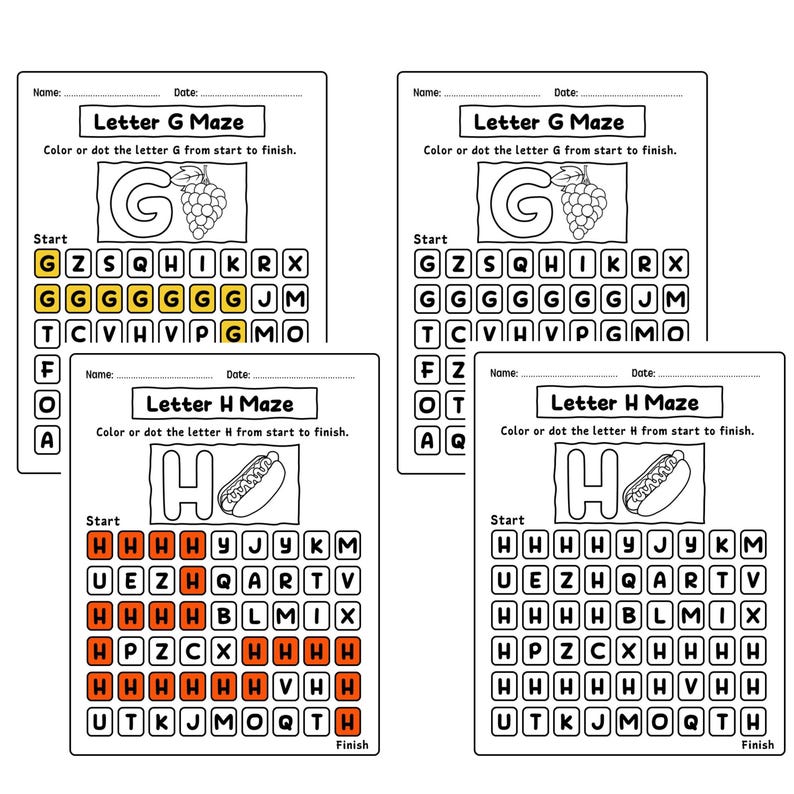 Alphabet Maze Worksheets - Etsy