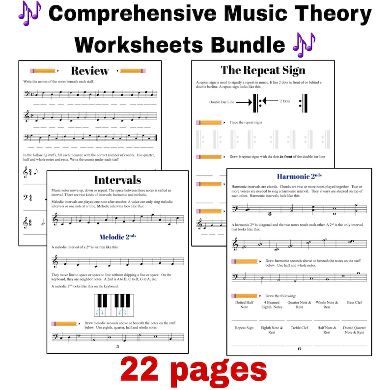 Comprehensive Music Theory Worksheets Bundle - Etsy
