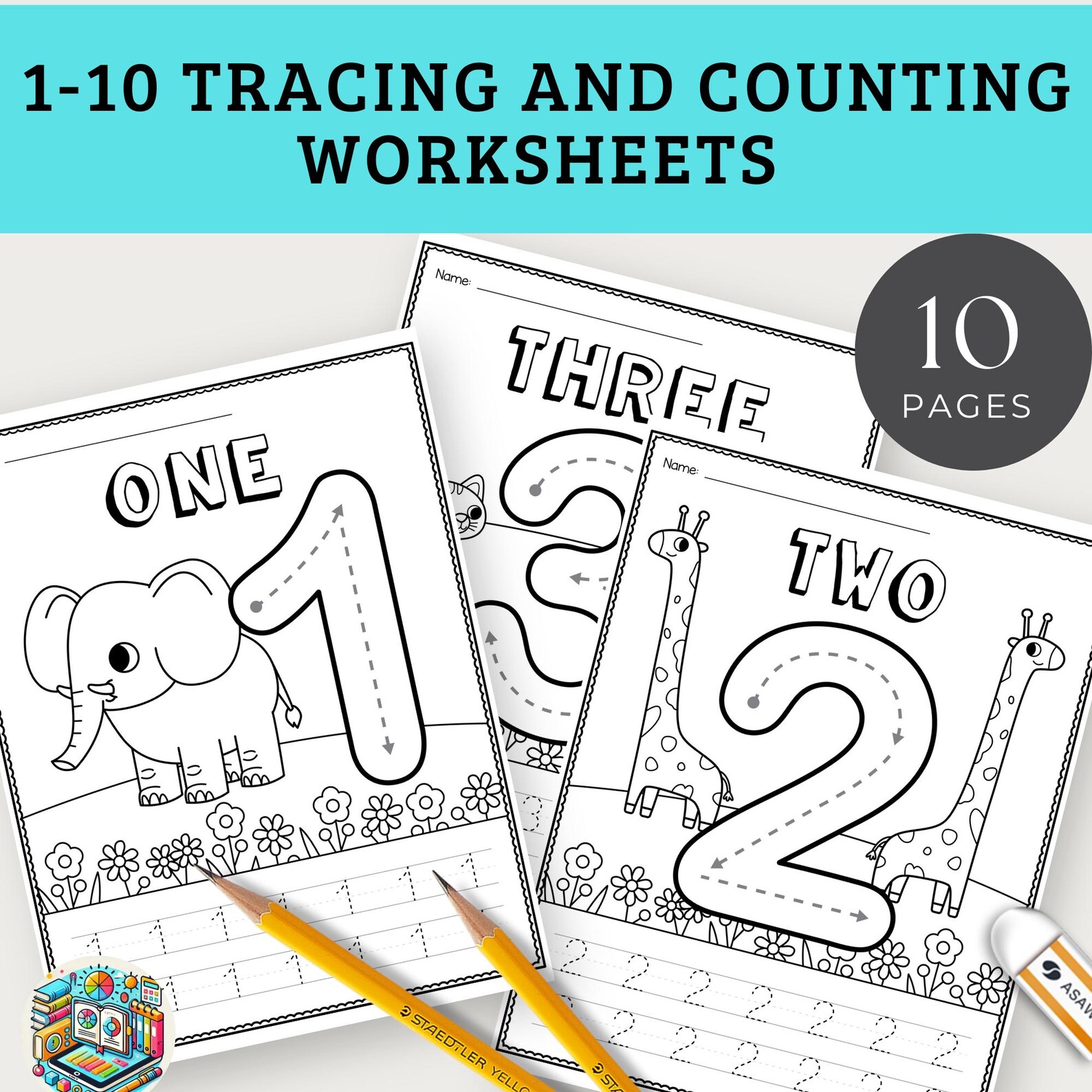 Preschool Numbers 1-10 Tracing and Counting Worksheets | Pre-k and ...