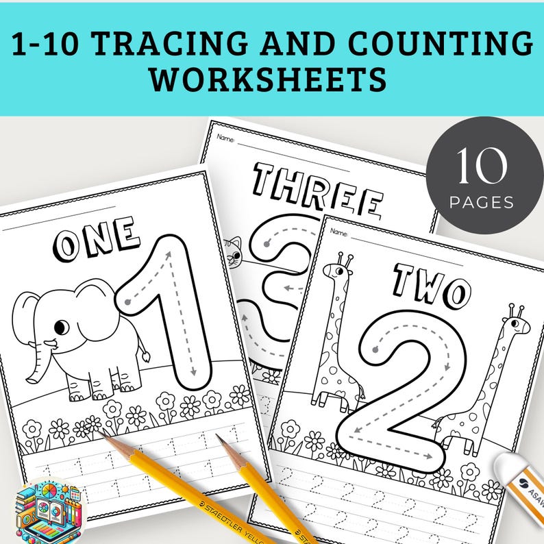 Preschool Numbers 1-10 Tracing and Counting Worksheets | Pre-k and ...