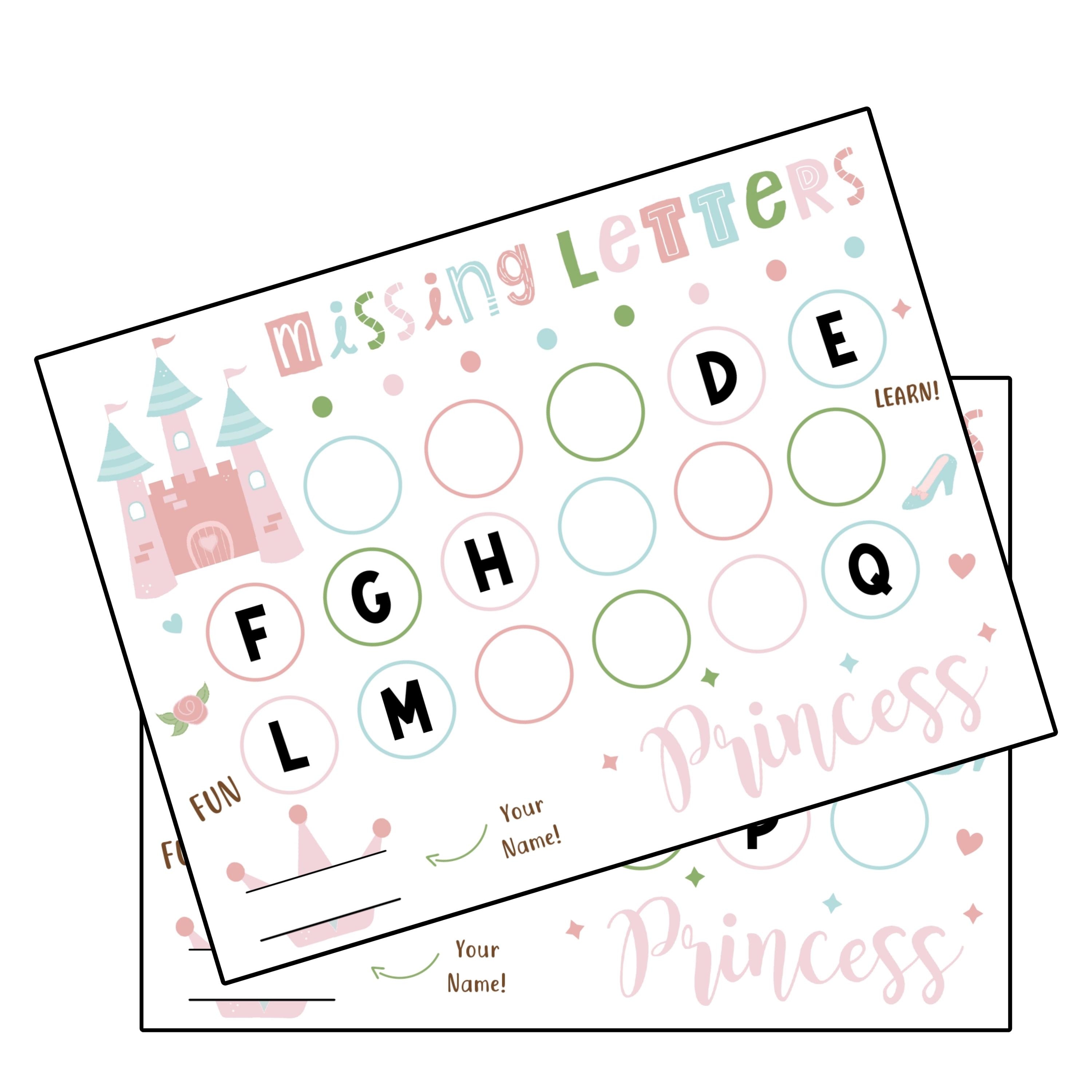 Alphabet: Missing Letters (princess Theme) - Etsy