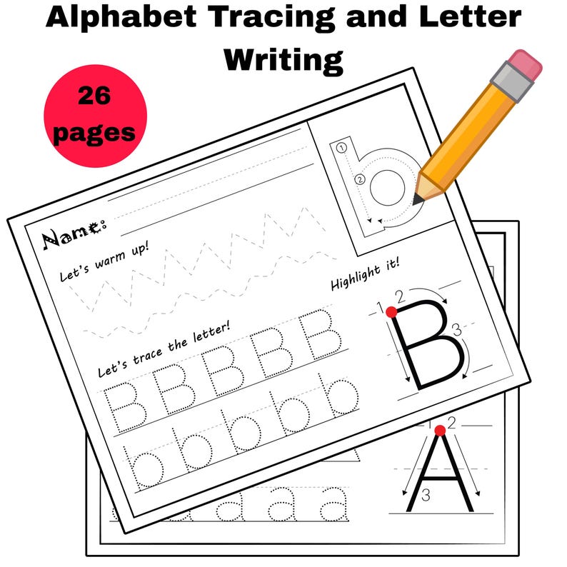 Alphabet Tracing and Letter Writing Worksheets - Etsy