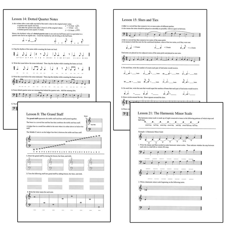 Music Theory Worksheets - 23-page PDF for Beginners and Students - Etsy