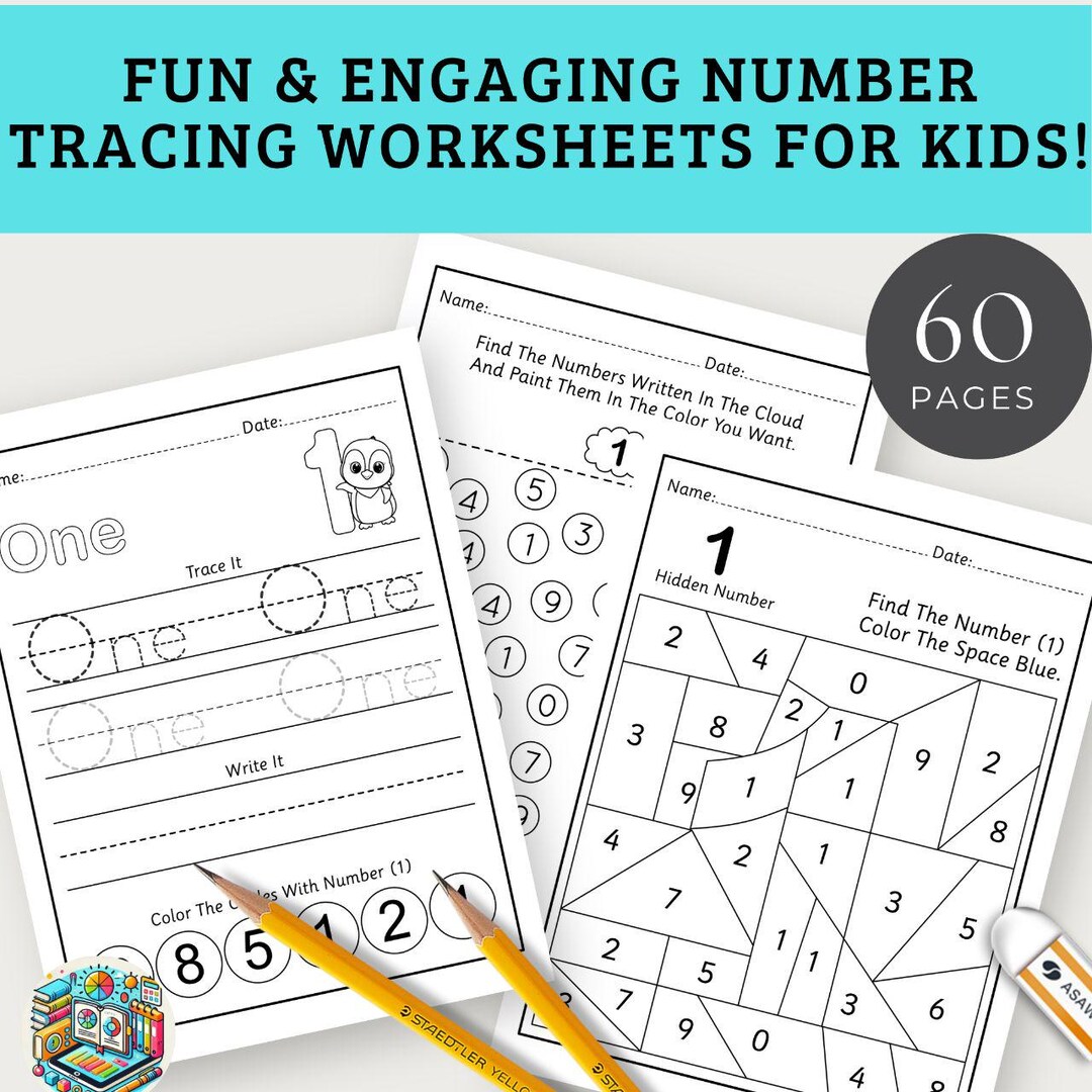 Fun & Engaging Number Tracing Worksheets for Kids! - Etsy