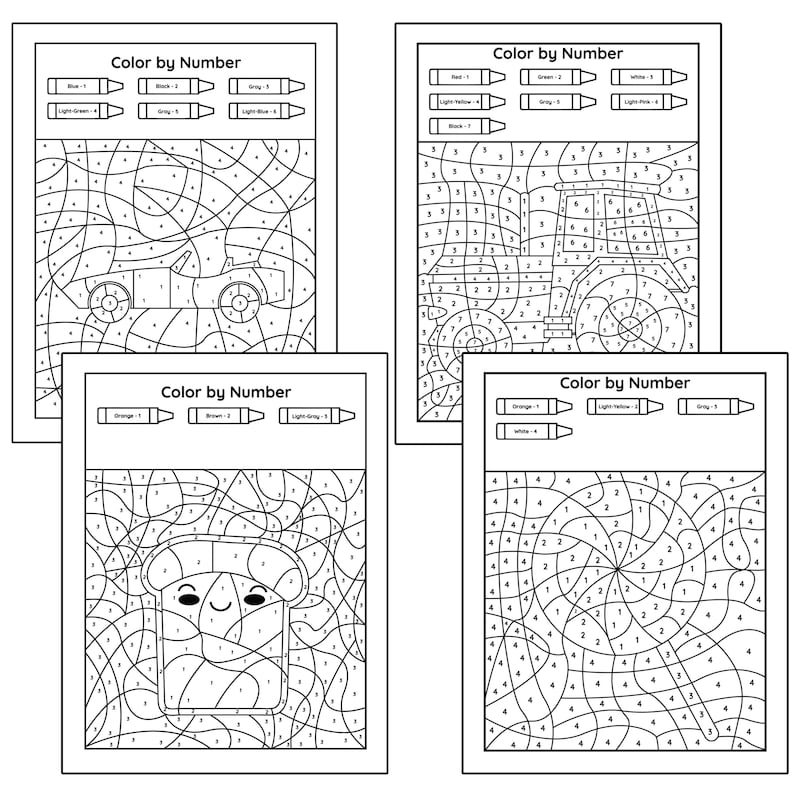 Color by Number Coloring Pages - Etsy