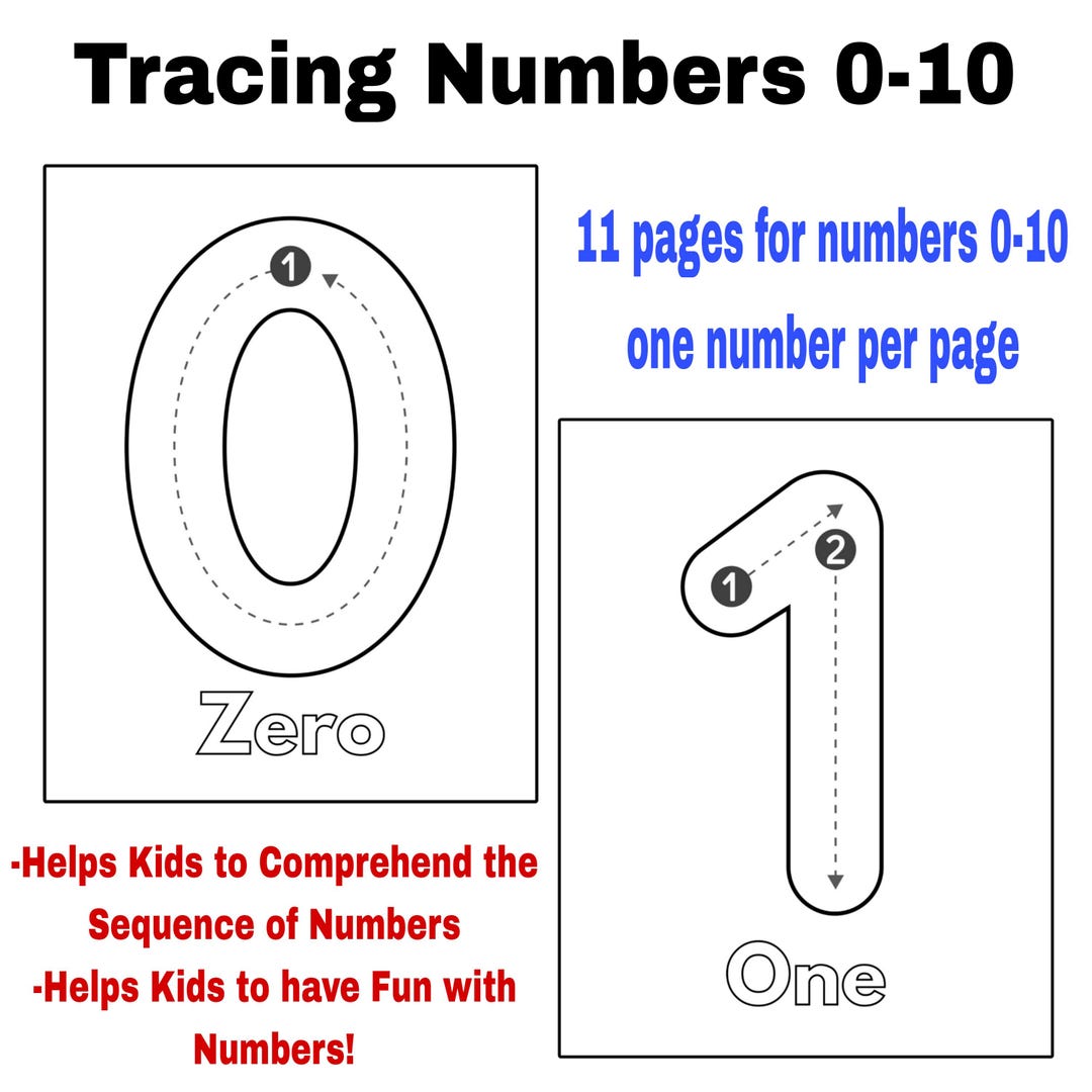 Tracing Numbers 0-10 for Preschoolers - Etsy
