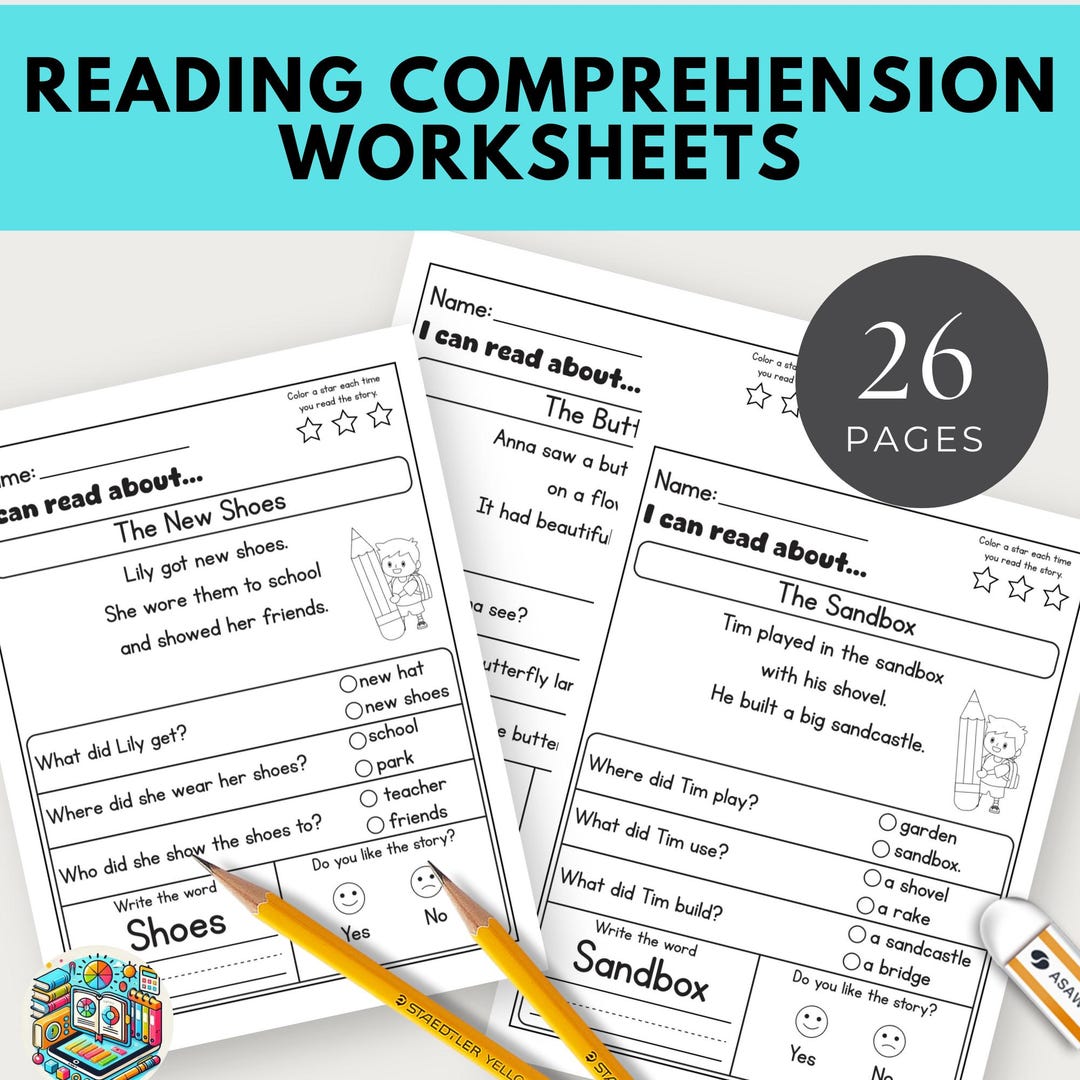 Interactive Reading Comprehension Worksheets - Etsy