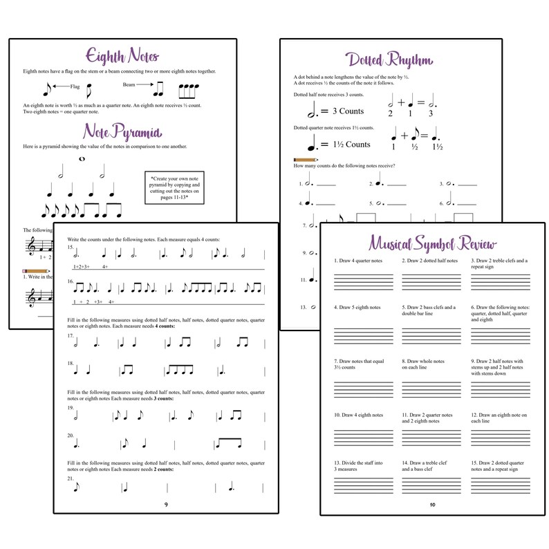 Musical Symbols: Worksheets & Flashcards for Beginners - Etsy