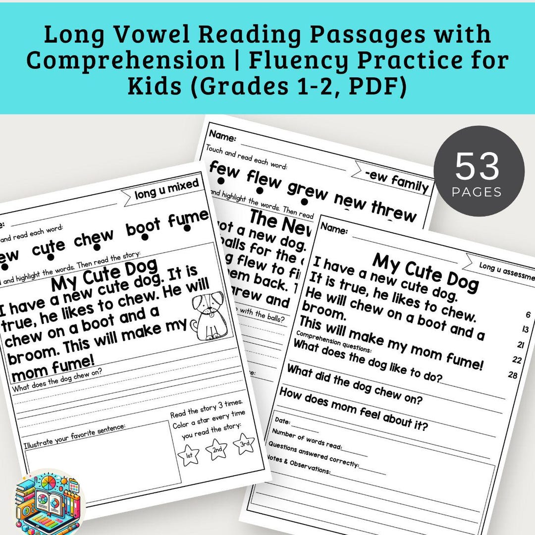 Long Vowel Reading Passages With Comprehension | Fluency Practice for ...