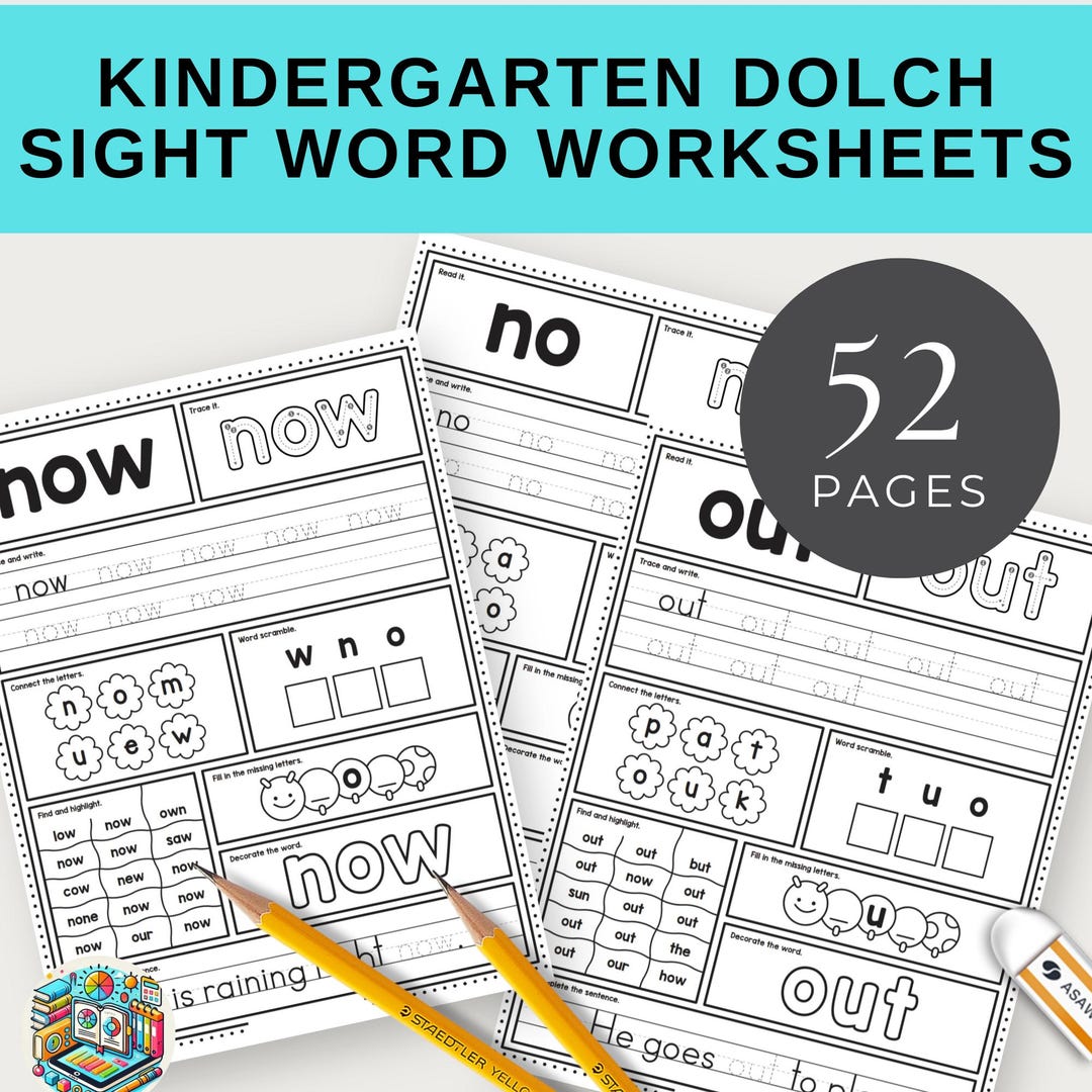 Kindergarten Dolch Sight Word Worksheets - Etsy