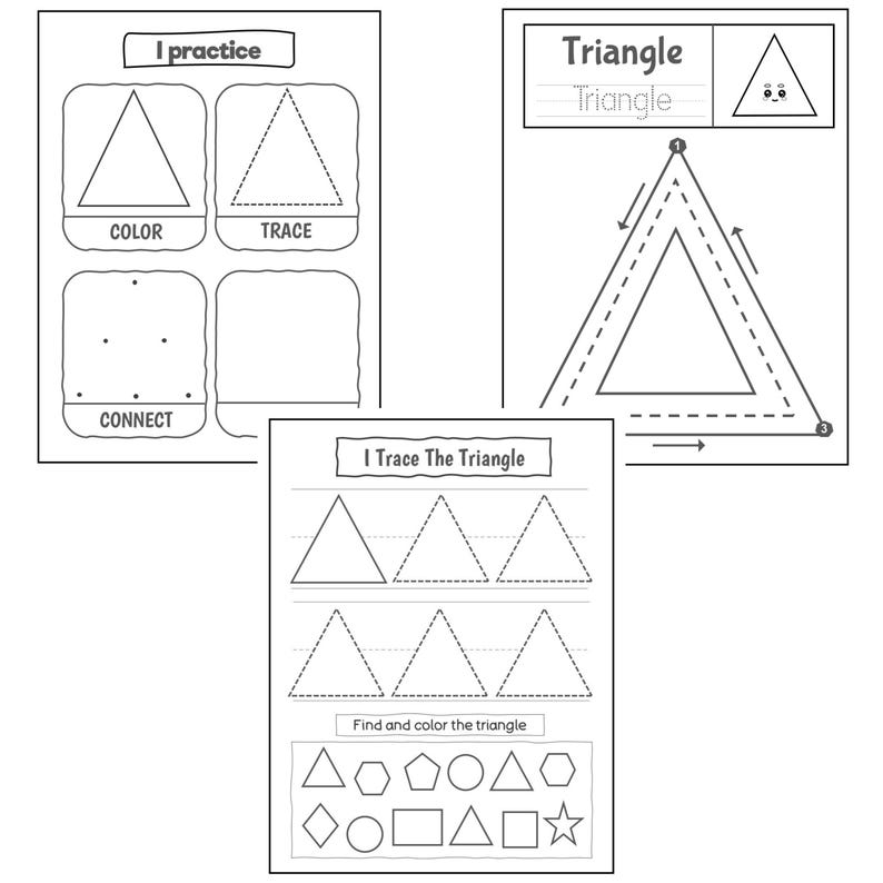Tracing Worksheets for Kids: Big Shapes Practice - Etsy