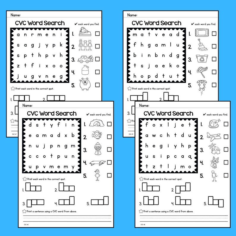 HVAC Word Search Worksheets | Short Vowel Phonics & Word Family ...