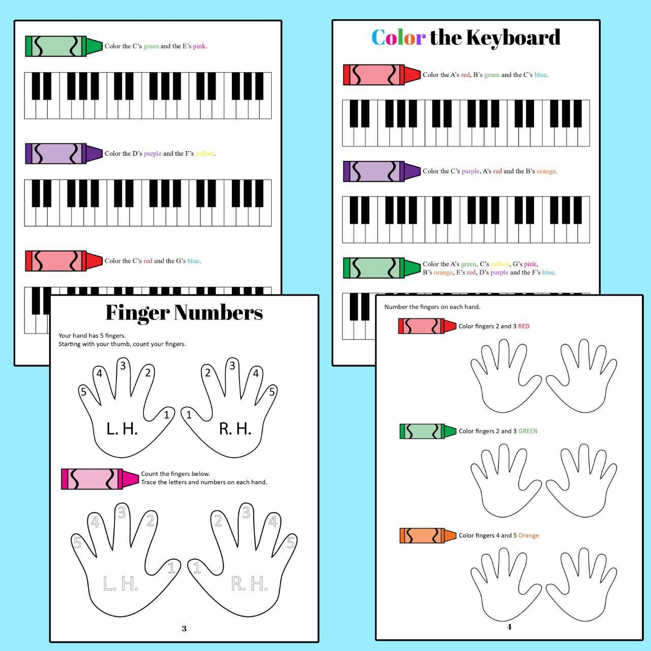 Beginner Piano Adventures: Worksheets for Kids - Etsy