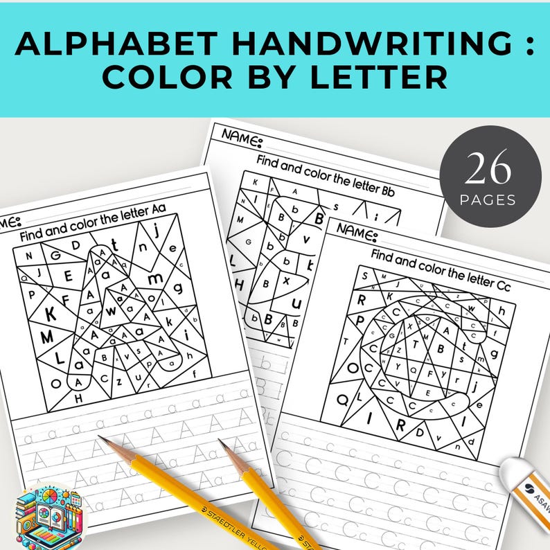 Alphabet Handwriting | Color by Letter - Etsy