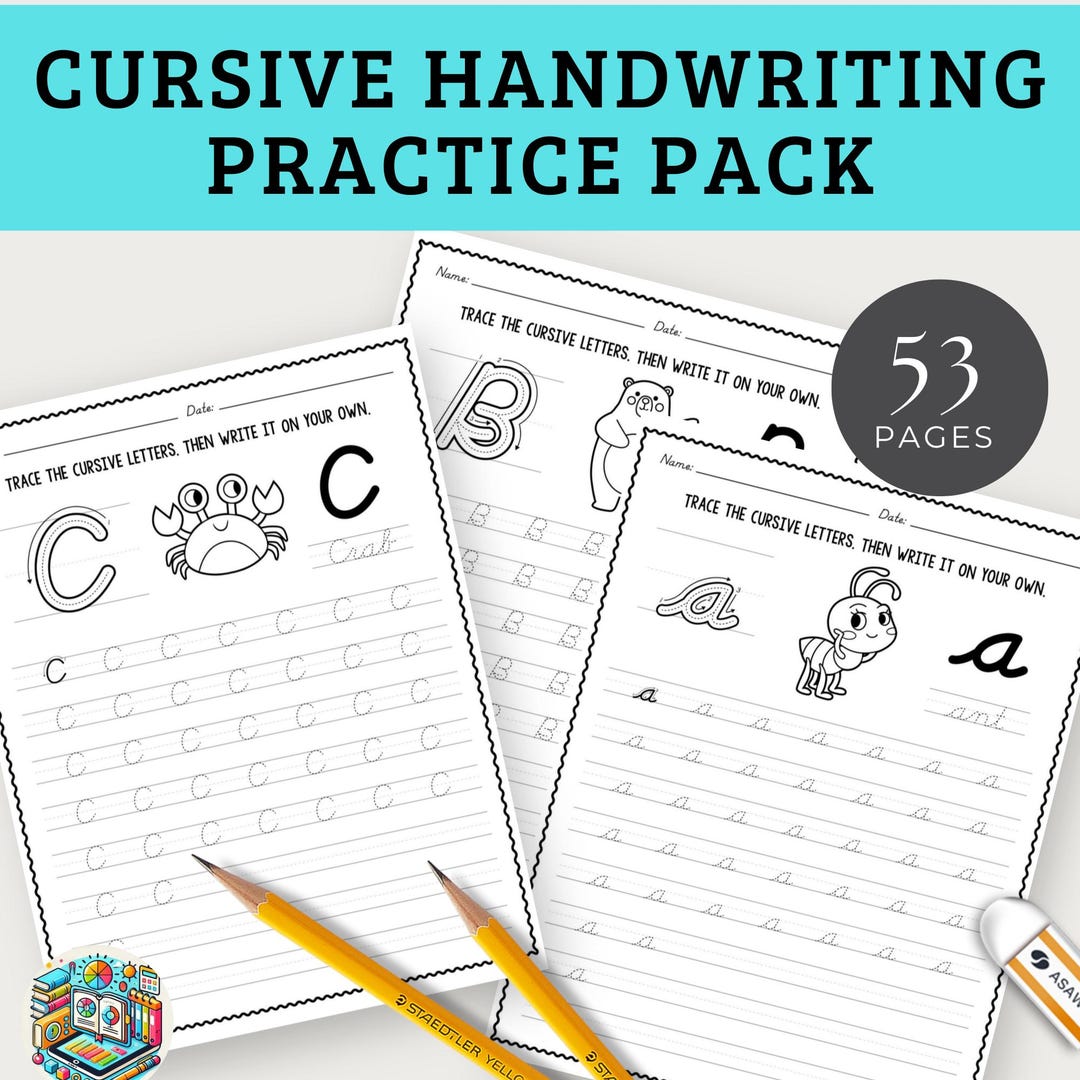 Cursive Handwriting Practice Pack - Etsy