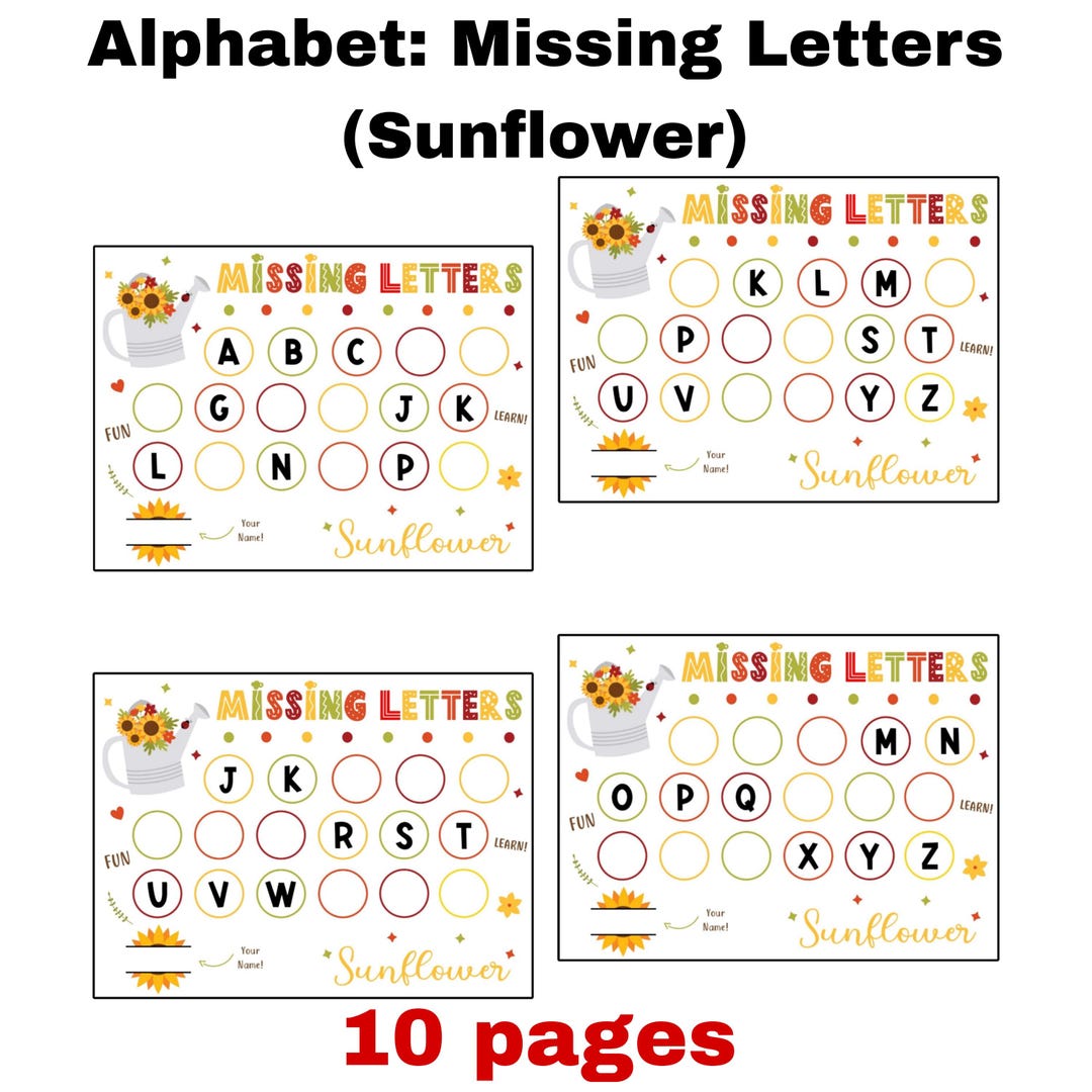 Alphabet: Missing Letters (sunflower) - Etsy