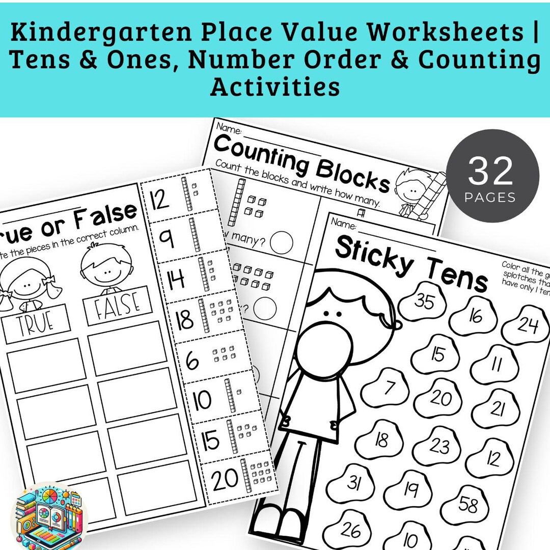 Kindergarten Place Value Worksheets | Tens & Ones, Number Order and ...