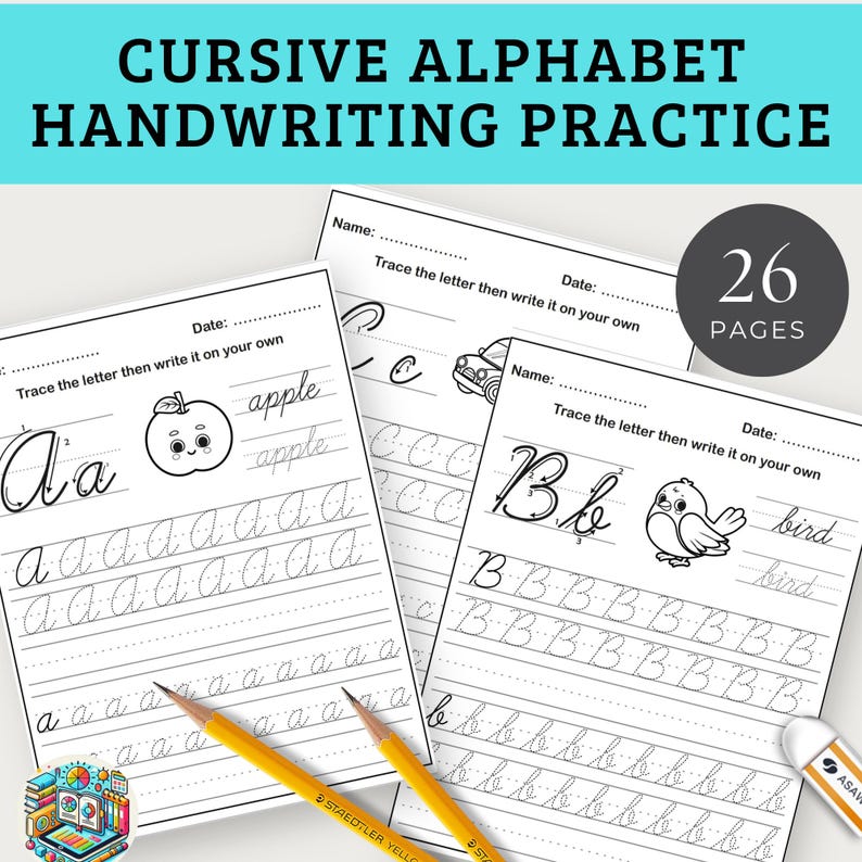 Master Cursive Writing With Engaging Alphabet Practice Sheets! - Etsy