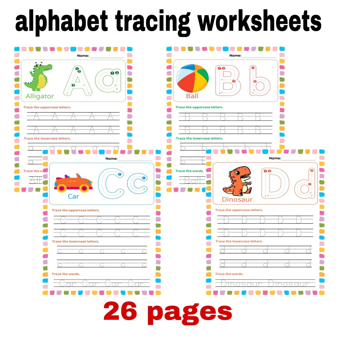 Early Learning Alphabet Tracing Sheets for Pre-k & Kindergarten - Etsy