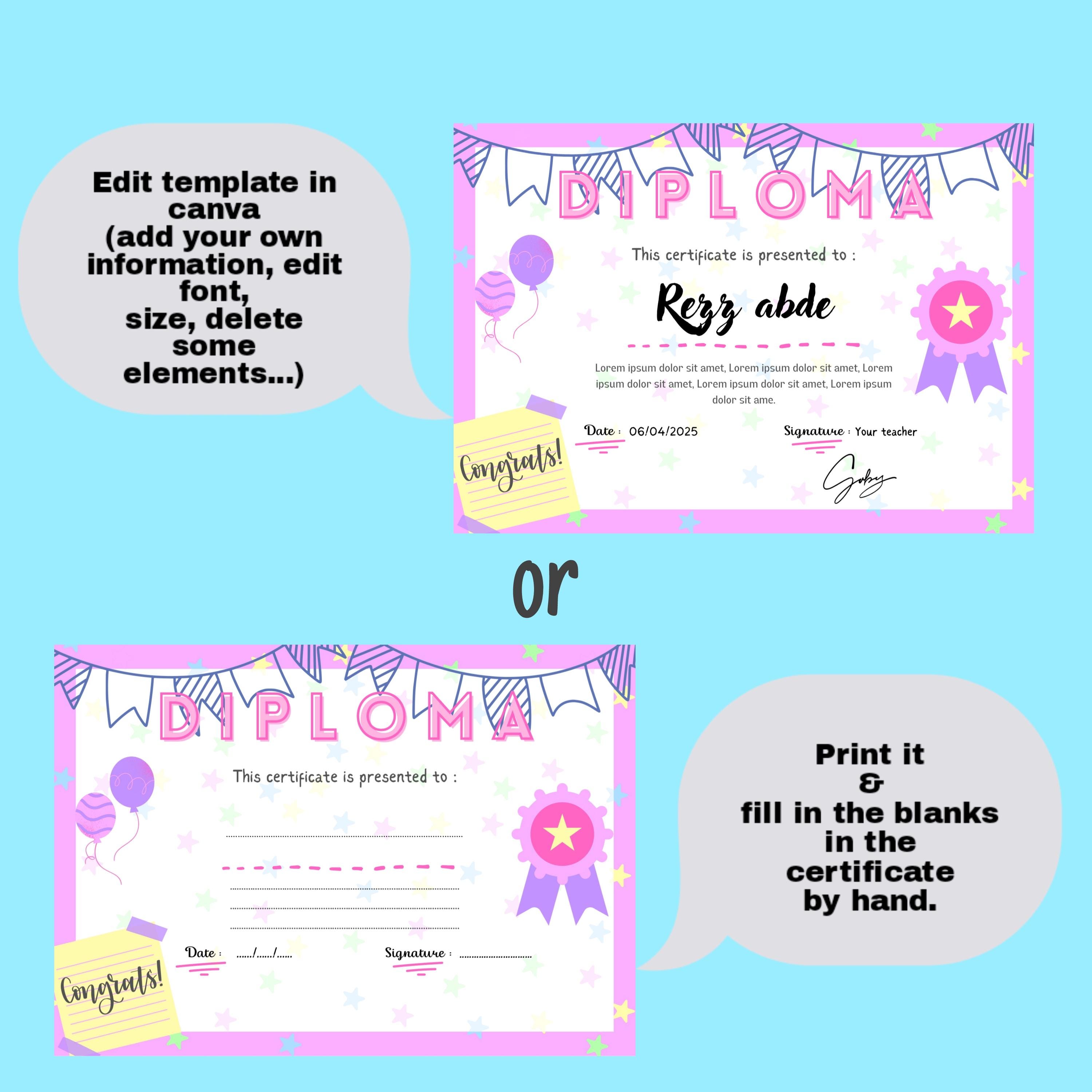 Editable Graduation Certificate | Kindergarten to 5th Grade Printable ...