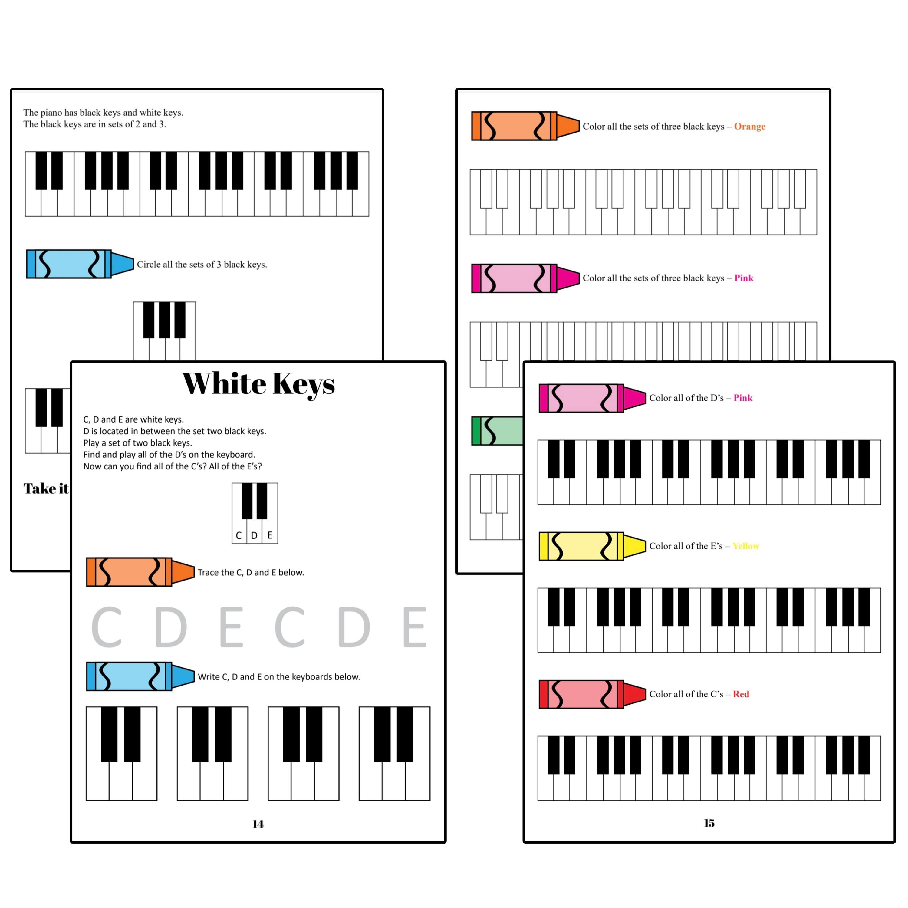 Beginner Piano Adventures: Worksheets for Kids - Etsy